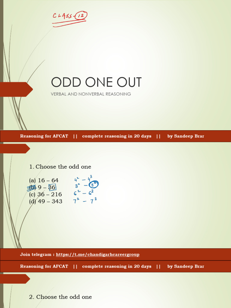Odd One Out Class Notes | PDF | Chess Theory | Chess