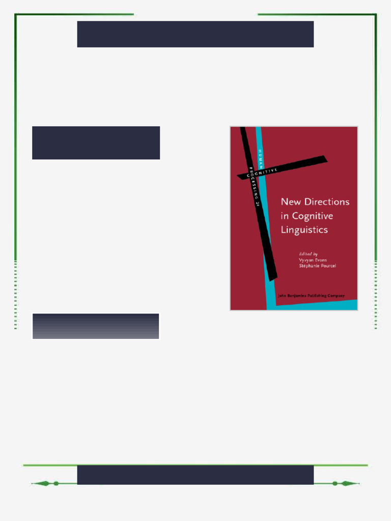 New Directions in Cognitive Linguistics Human Cognitive Processing 24th ...