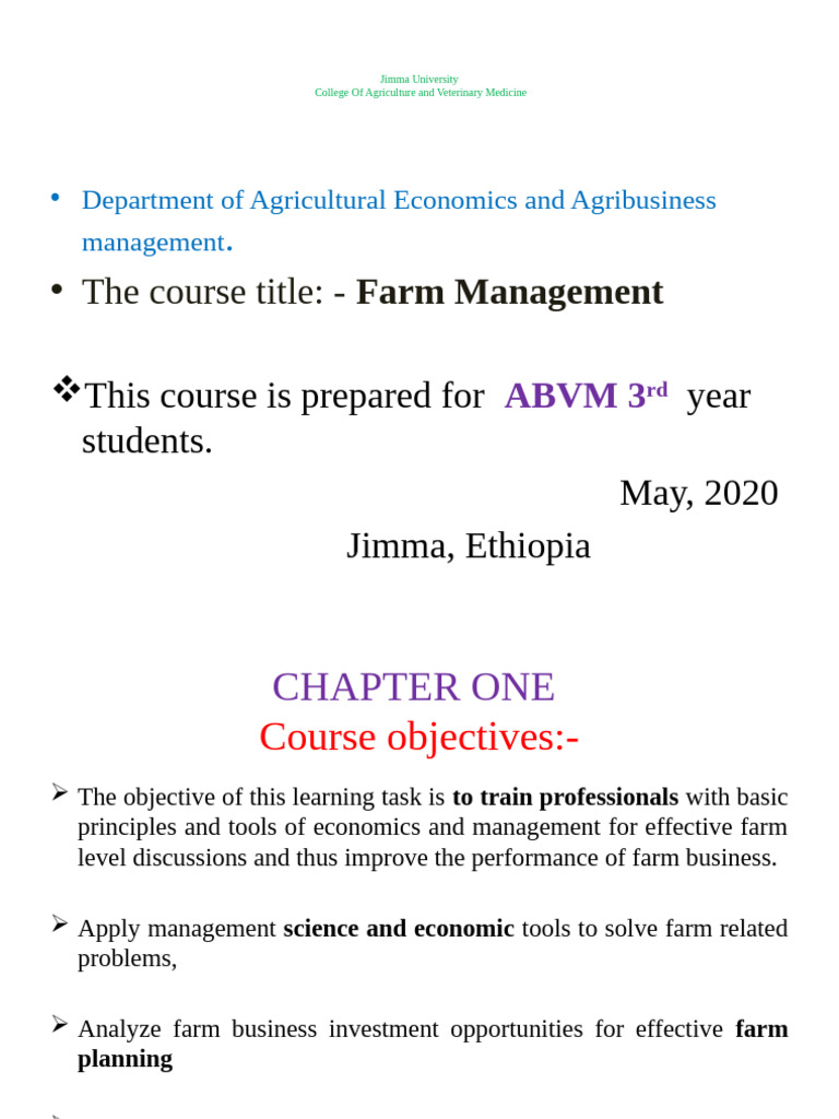 Farm Management Course Overview | PDF | Depreciation | Balance Sheet