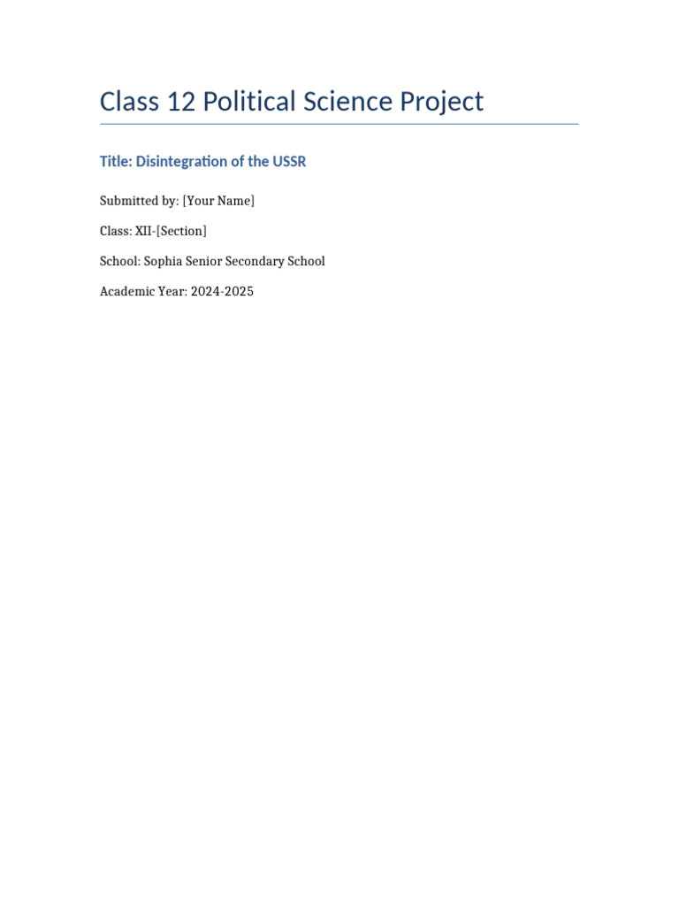 Full Disintegration of USSR Project | PDF