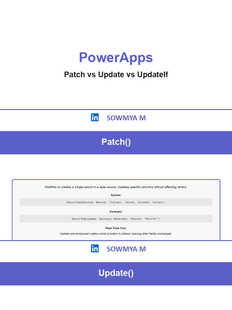 Patch Vs Update Vs UpdateIf | PDF