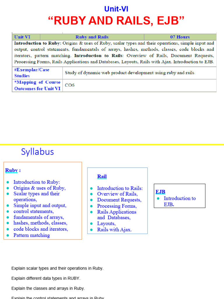 wt-unit-6-ruby-and-rail-2023 (1) (1) | PDF | Ruby On Rails | Parameter ...