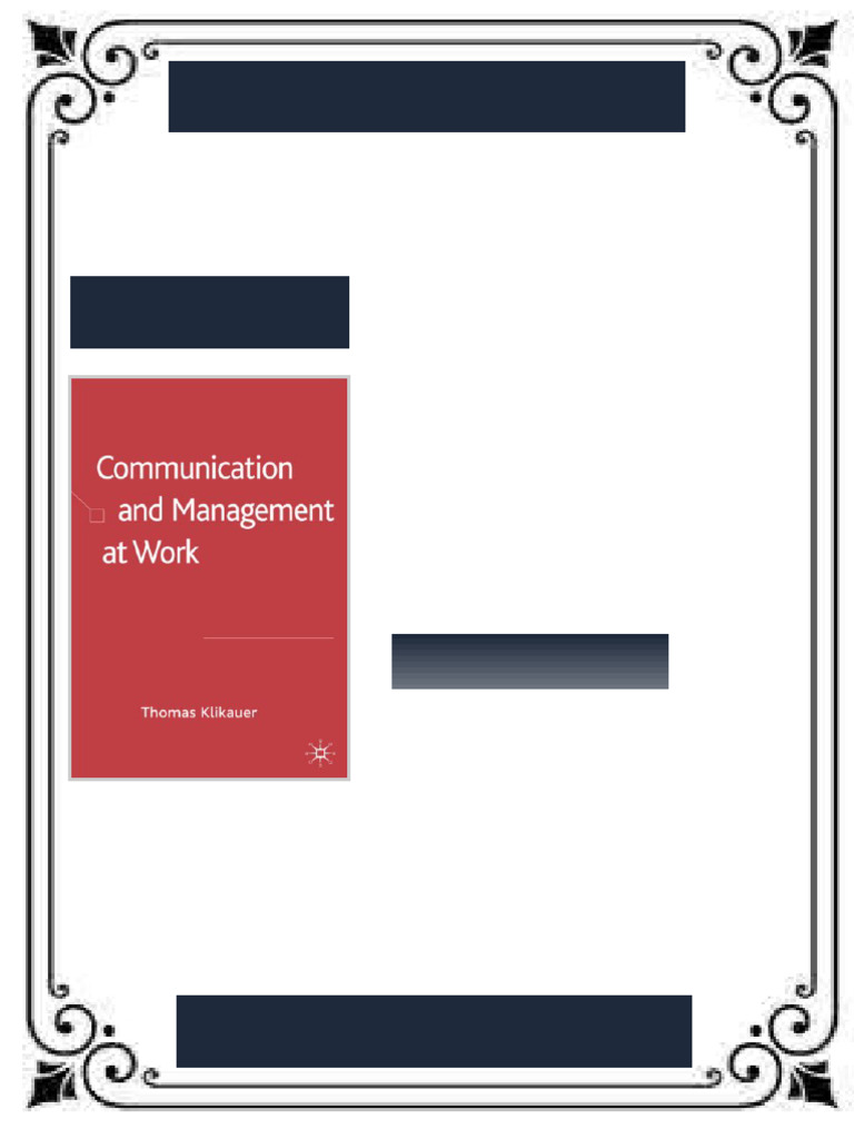 Communication and Management at Work First Edition Thomas Klikauer ...