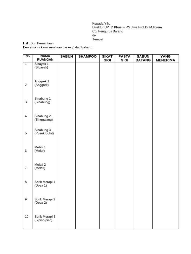 Bon Permintaan Barang 2023 Bukit Barisan | PDF