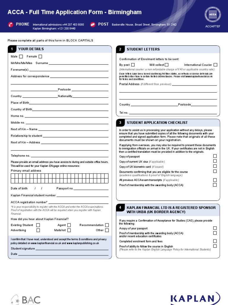 ACCA Full-Time Course Application Guide | PDF | Test (Assessment ...
