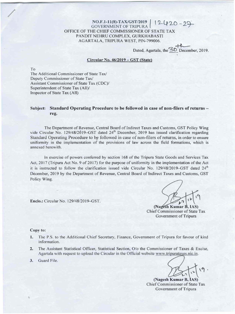 SOP for Non-Filers of GST Returns | PDF | Taxes | Government