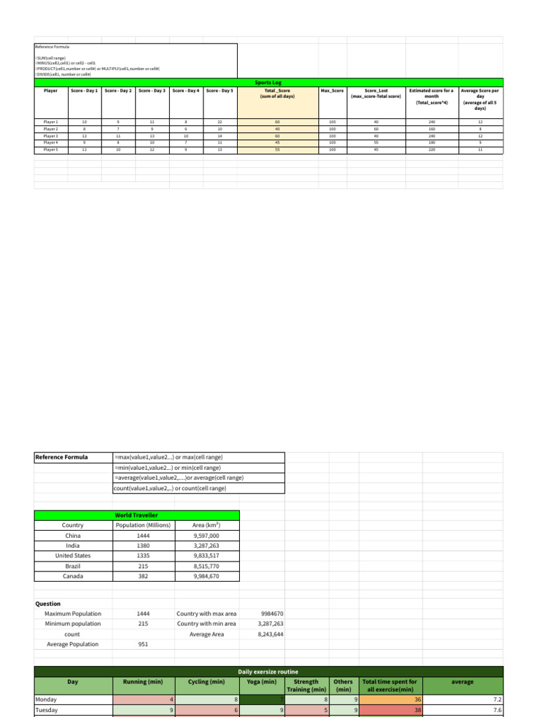 Anushka Tatiwala - Grade 6_Spreadsheets-Recap of basic functions | PDF