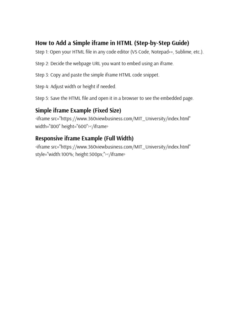 Simple Iframe Steps | PDF