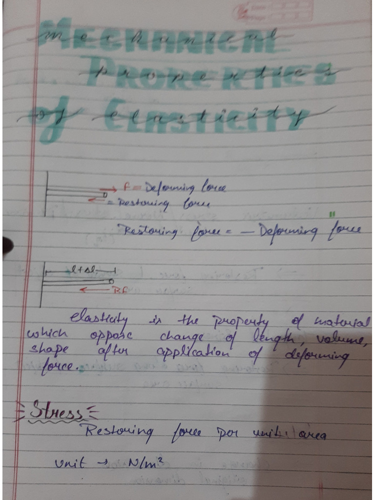PRSNL Notes Mechanical Properties of Elasticity | PDF