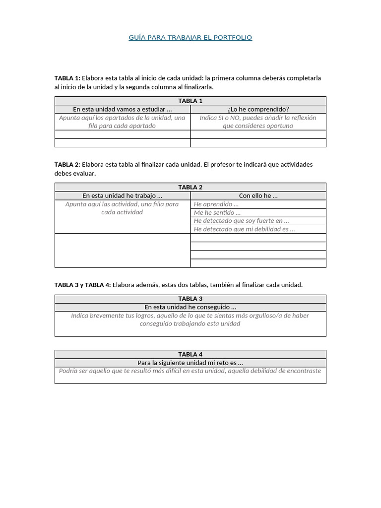 Guía Para Trabajar El Portfolio (2) | PDF