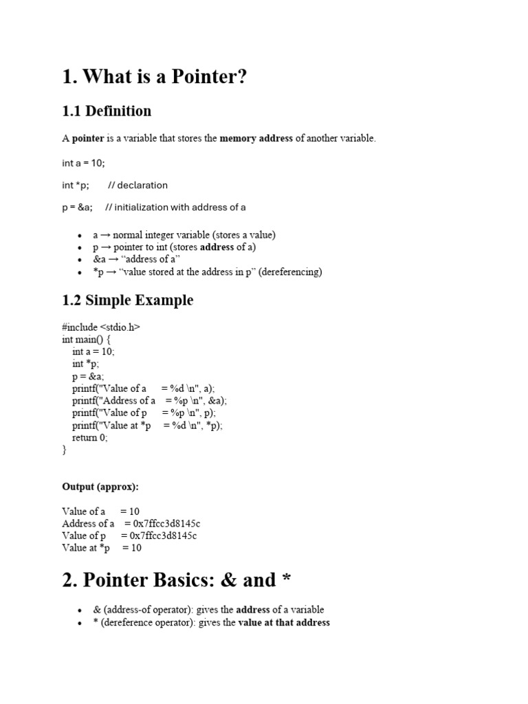 003 - Pointers in C | PDF | Pointer (Computer Programming) | Software ...