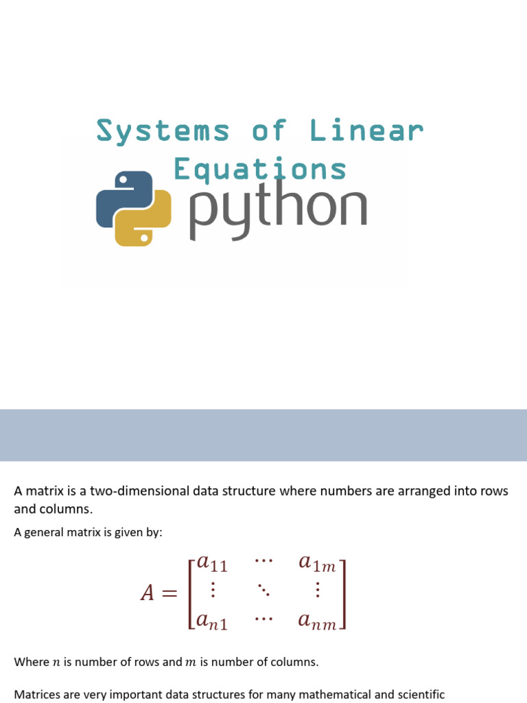 w4-5 EEF311E Systems of Linear Equations | PDF | Matrix (Mathematics ...