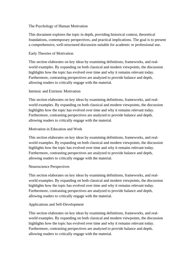 The Psychology of Human Motivation | PDF | Motivational | Motivation