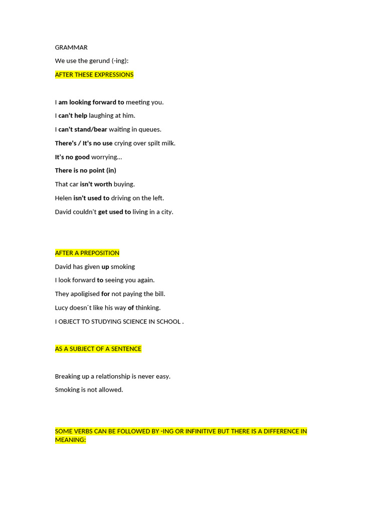 GRAMMAR ing to (CAE) | PDF | Semantic Units | Language Mechanics