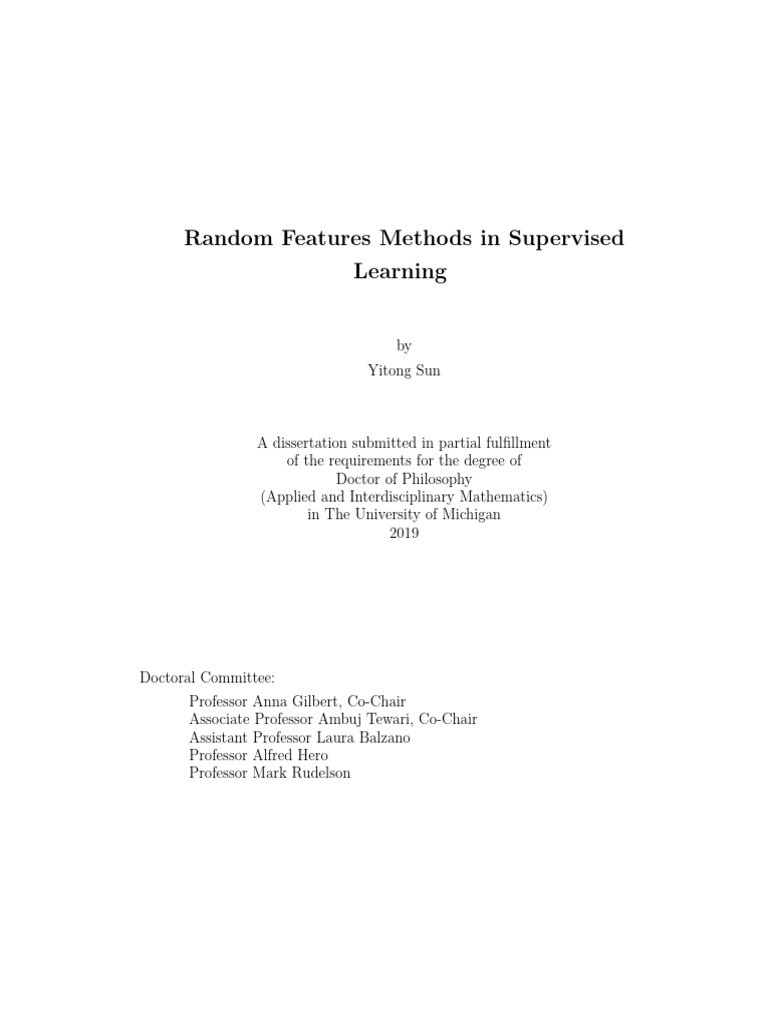 Random Features Methods in Supervised Learning | PDF | Support Vector ...