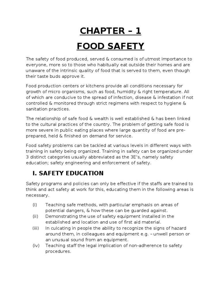 Chapter - 1 Food Safety | PDF