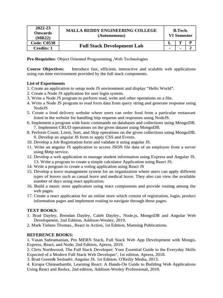 c0538- Full Stack Development Lab | PDF | Computer Science ...