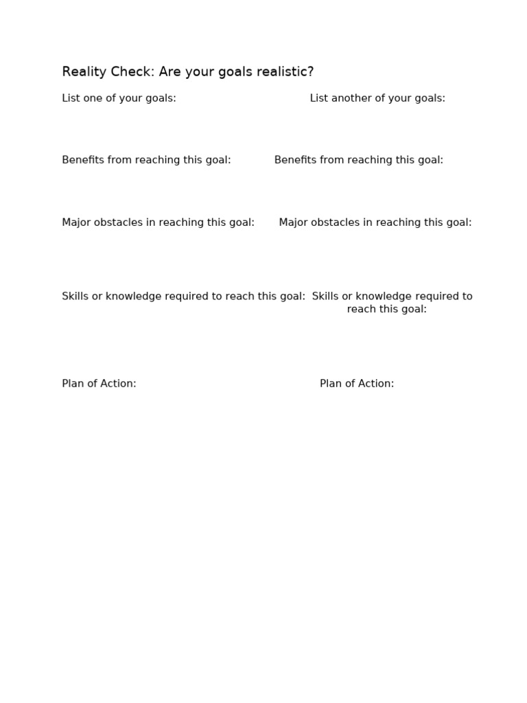 Reality Check - Goals | PDF