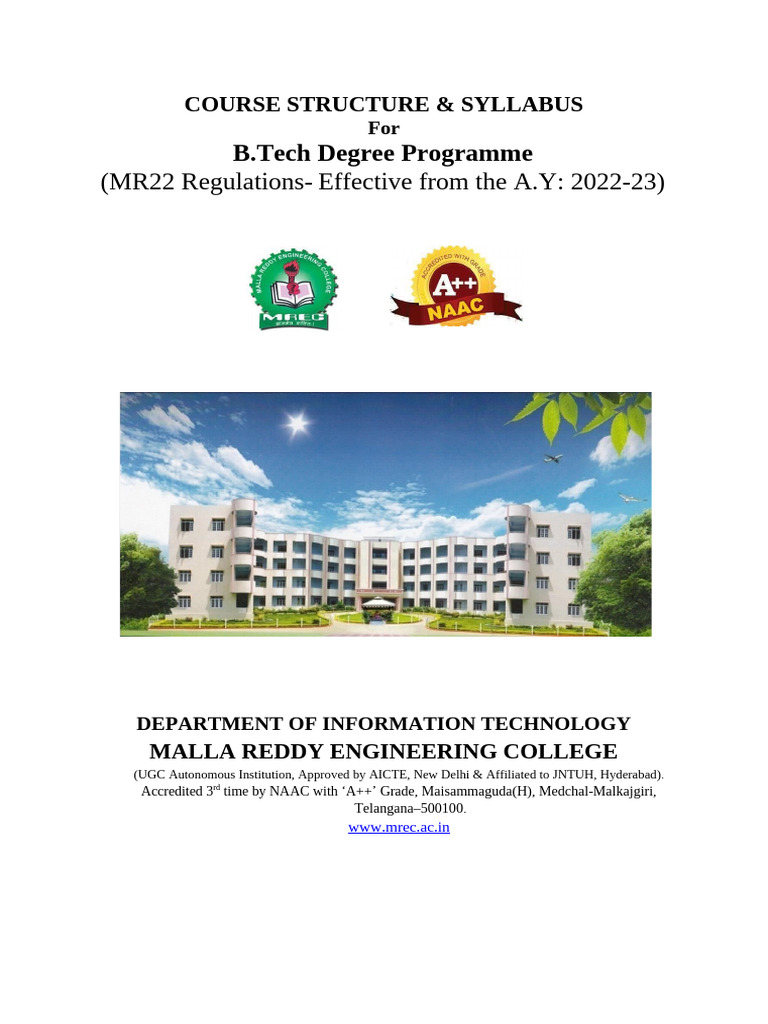 B.Tech IT Course Structure & Syllabus | PDF | Matrix (Mathematics ...
