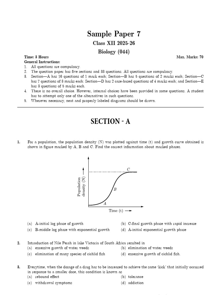 Class 12 Biology (Sample Paper) | PDF | Restriction Enzyme | Dna