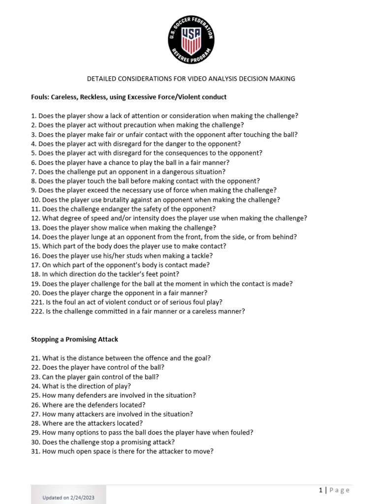 Considerations - Detailed_2023 | PDF | Athletic Sports | Sport Variants