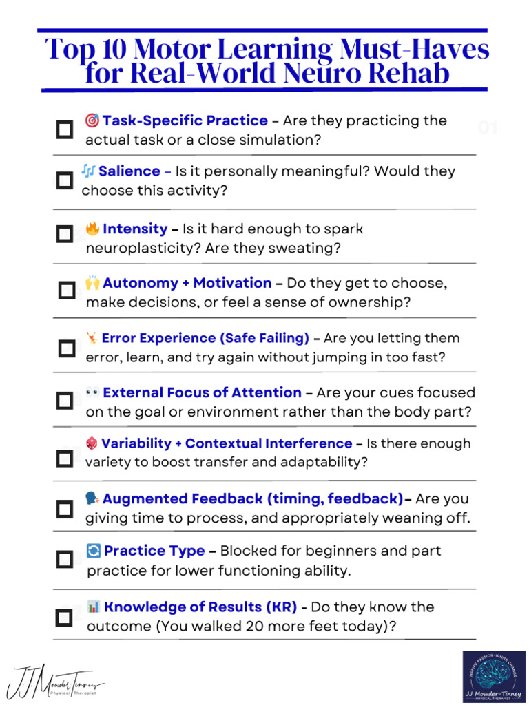 Top 10 Motor Learning Tips for Rehab | PDF