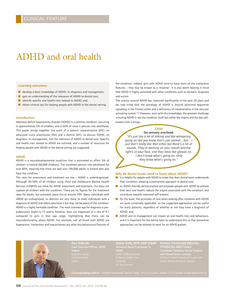 71291 Adhd and Oral Health | PDF | Attention Deficit Hyperactivity ...