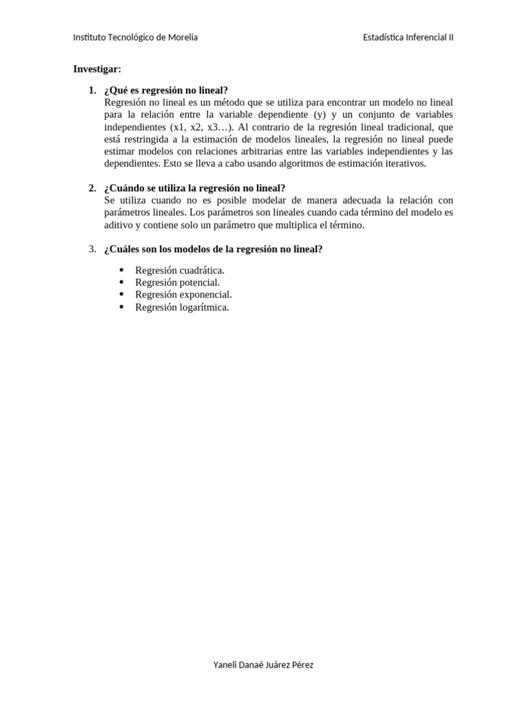 Regresión No Lineal | PDF