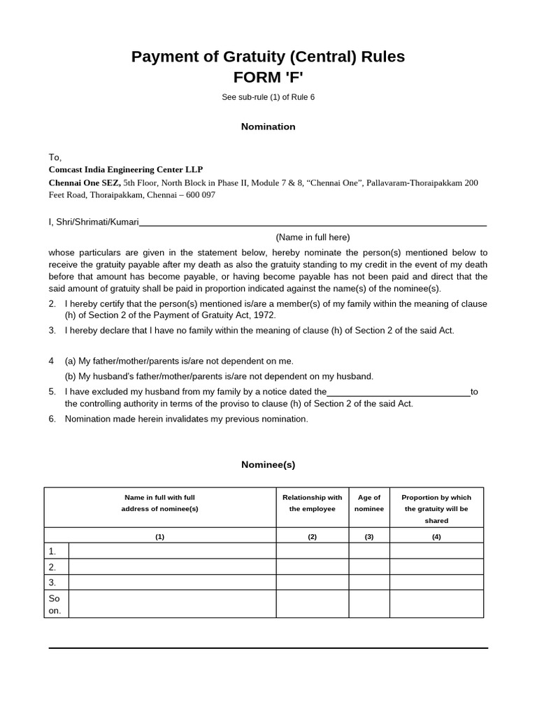 Gratuity Form | PDF