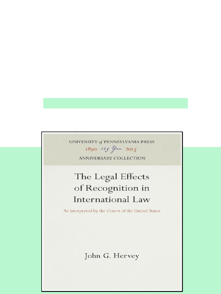 (Ebook) The Legal Effects of Recognition in International Law: As ...