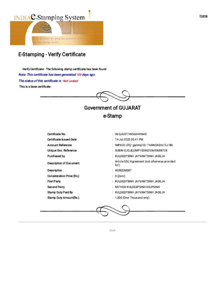 India E-Stamping System | PDF