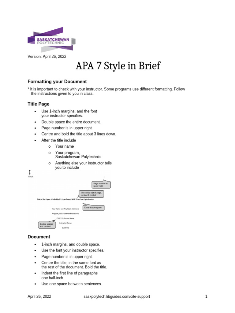 APA 7 Style in Brief Word Version (1) | PDF | Citation | Apa Style