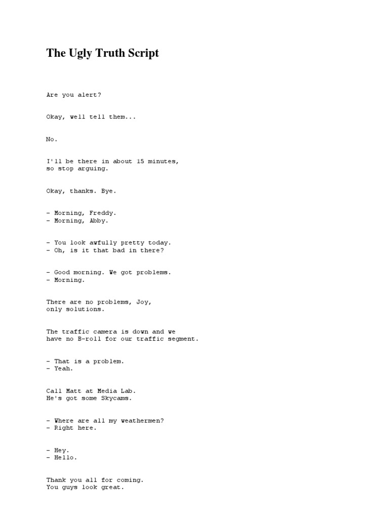 The Ugly Truth Script | PDF
