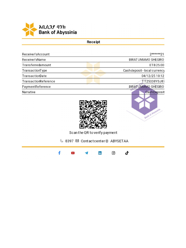 BOA Reciept | PDF