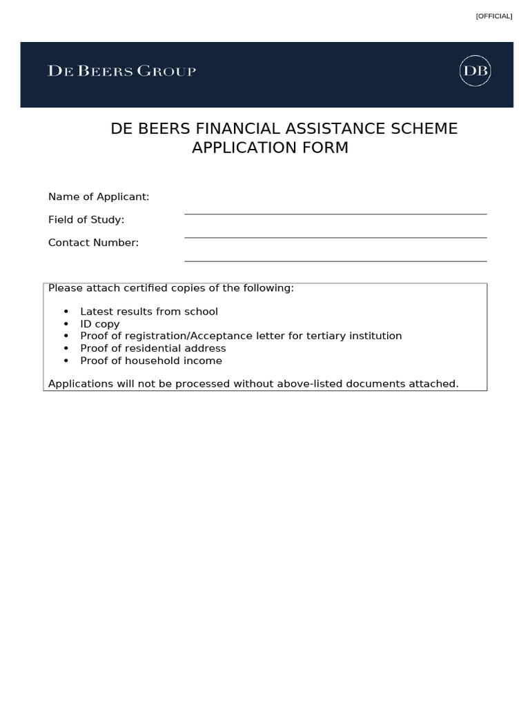 Financial Study Assistance APPLICATION FORM | PDF