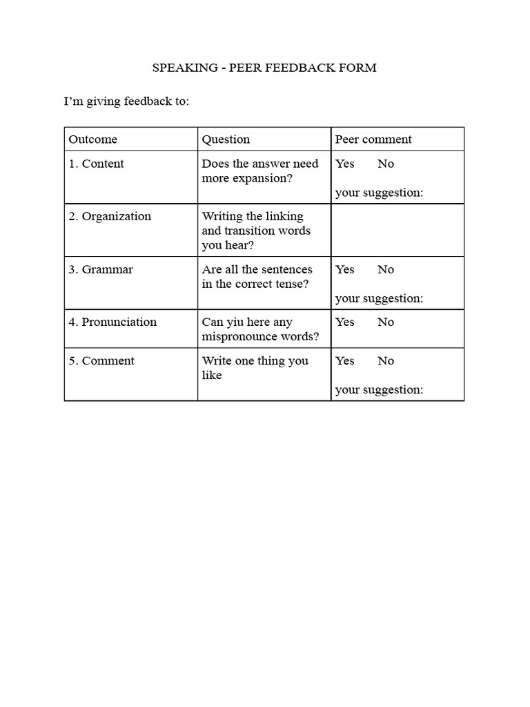 Peer Feedback Report | PDF