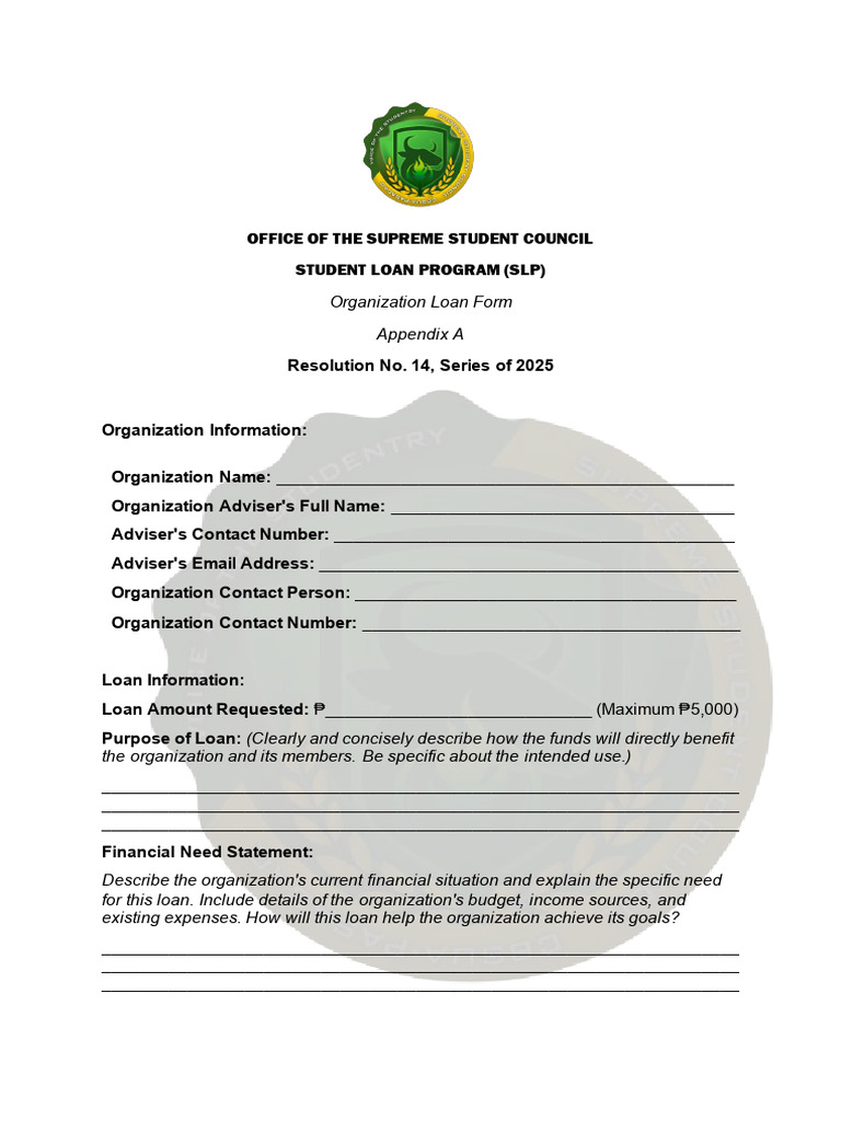 SLP Forms for ORGANIZATION | PDF | Loans | Debt