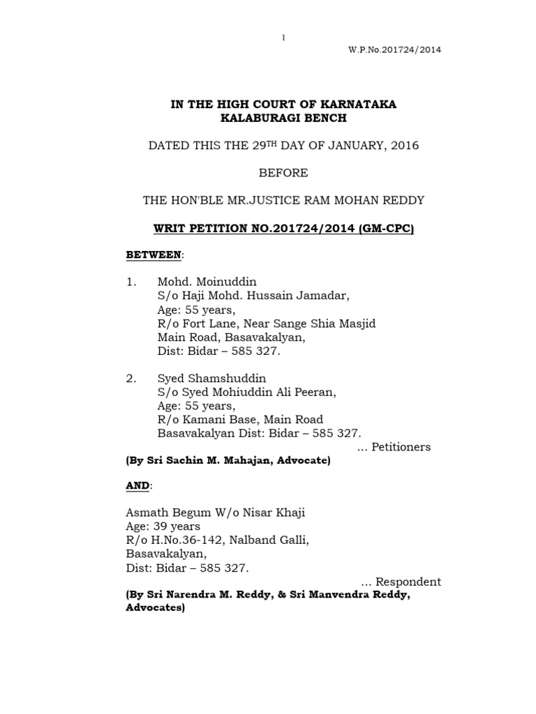 Klbg HC Case Gift Deed Mkd in Evidence Obj Raised and HC Dismisses the ...