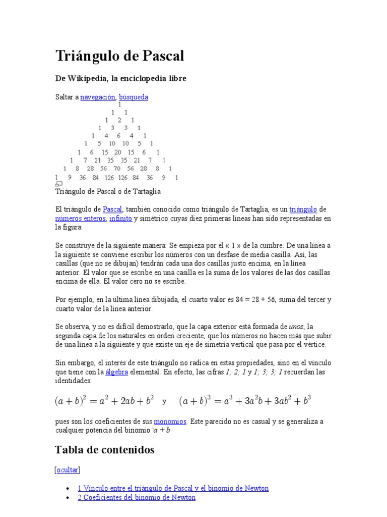 Triángulo de Pascal | PDF | Álgebra abstracta | Números