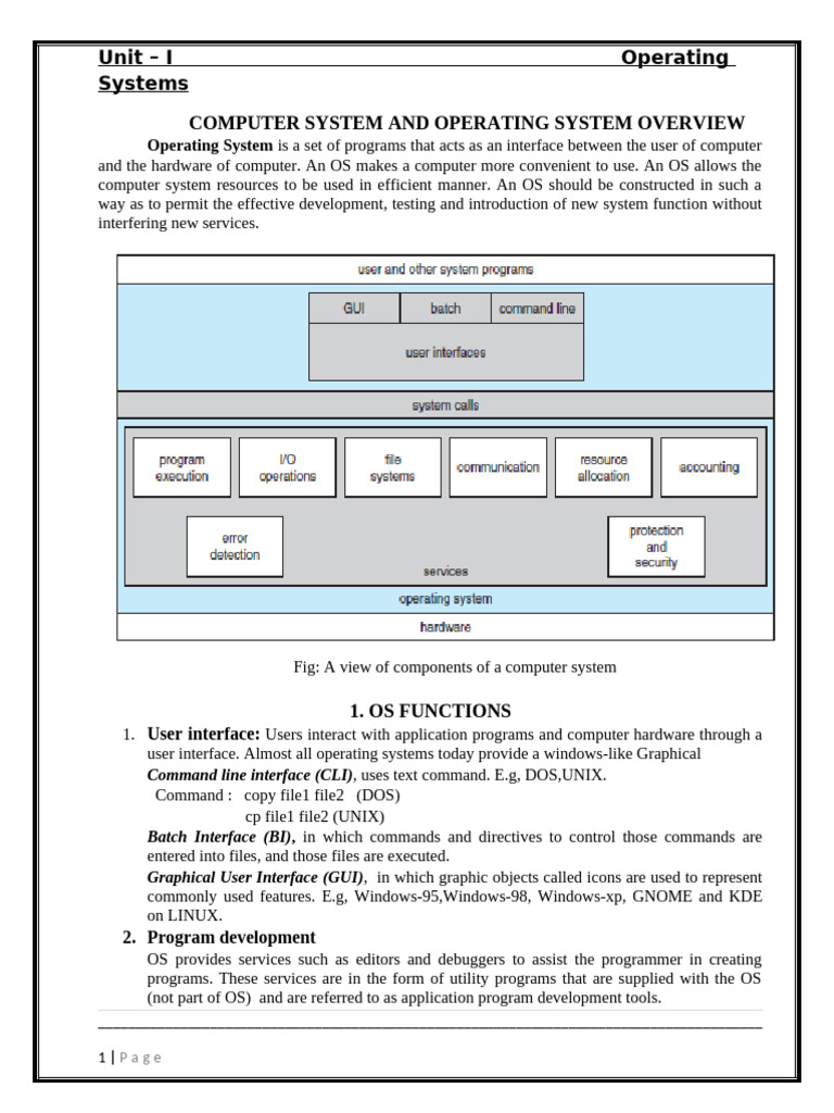Os Unit1 Introduction to Operating Systems | PDF | Operating System ...