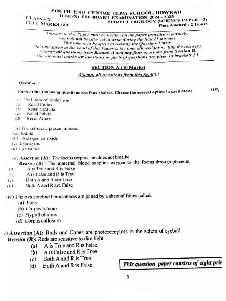 Biology Pre Boards 2024-25 | PDF