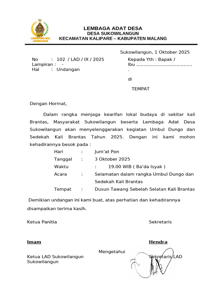 Undangan Umbul Dungo | PDF