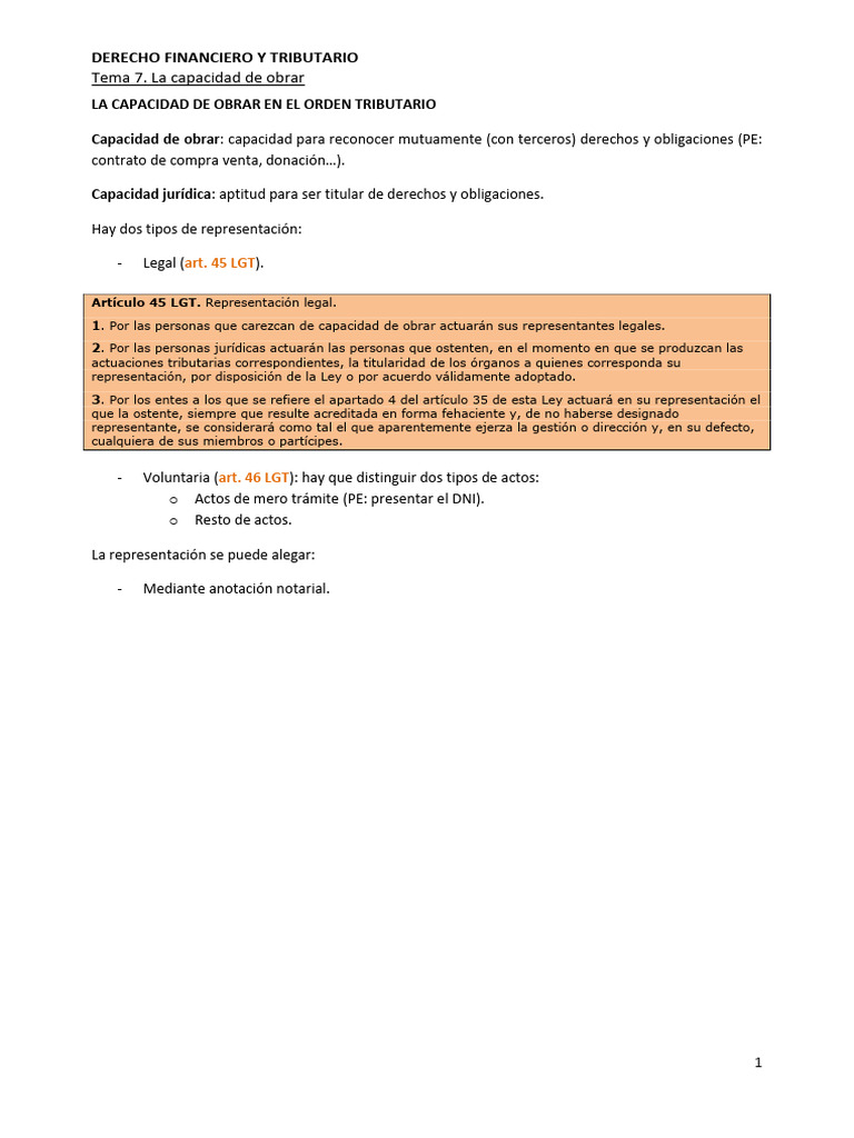 Capacidad de Obrar en Derecho Tributario | PDF
