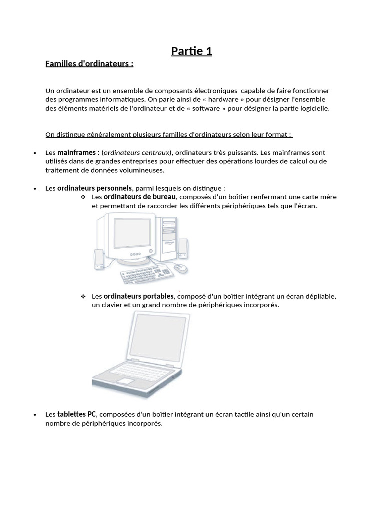 Familles d'ordinateurs et composants clés | PDF | Électronique ...