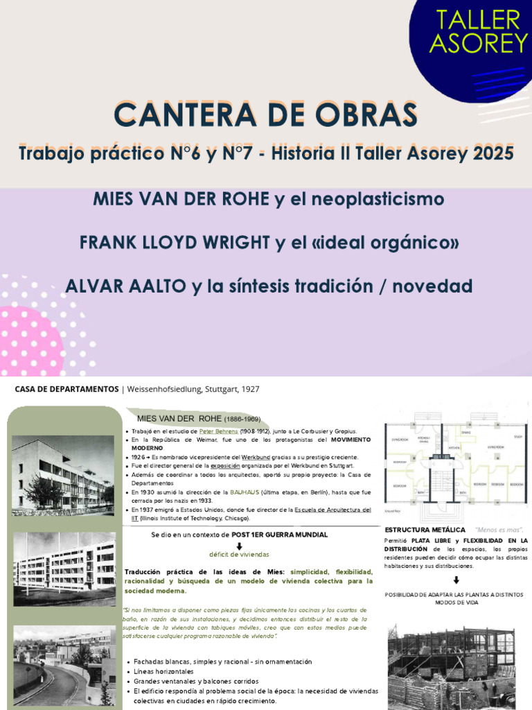 Cantera de Obras - Mies, Wright y Aalto | PDF | Modernidad | Estilos ...