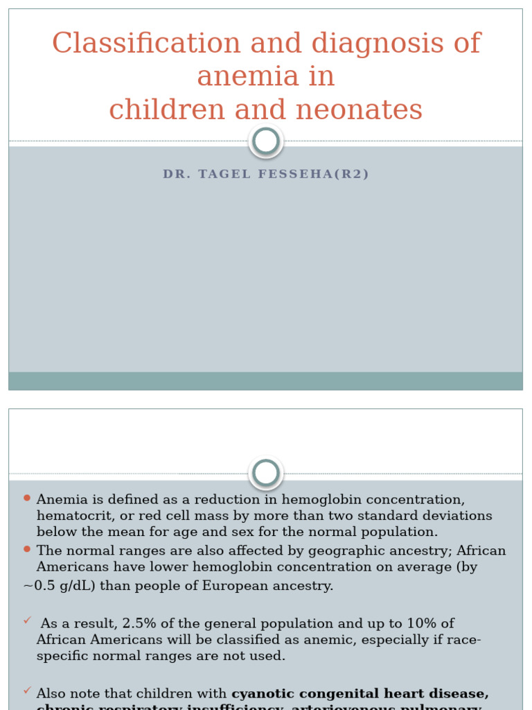 Classification and diagnosis of anemia in | PDF | Anemia | Hematology