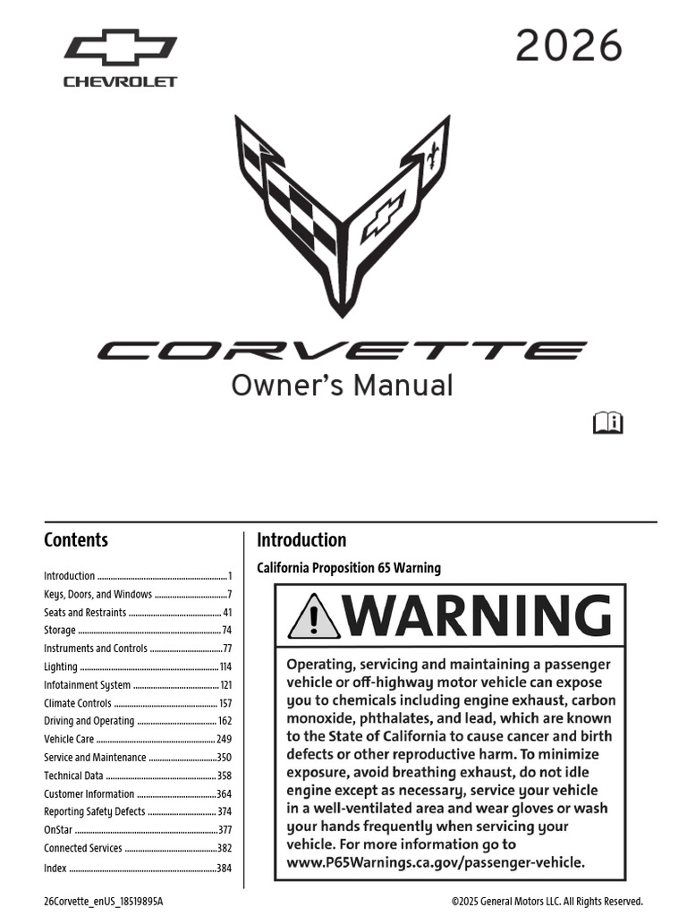 2026 Corvette Owner's Manual Guide | PDF | Motor Vehicle | Vehicles