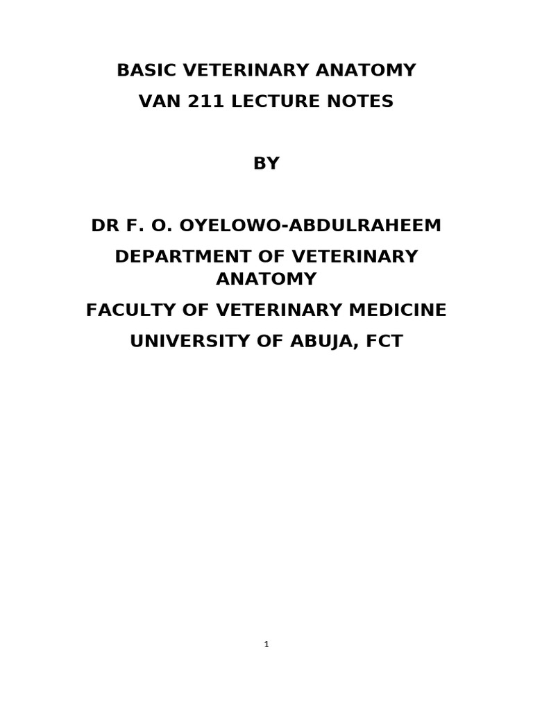 Basic Veterinary Anatomy Overview | PDF | Vertebra | Anatomical Terms ...