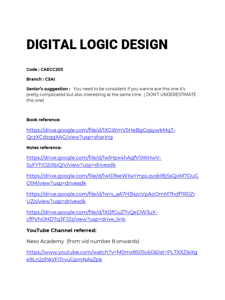 Digital Logic Design Resources | PDF