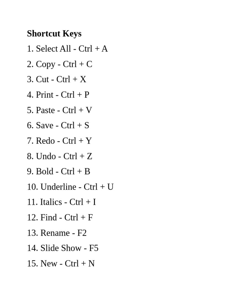 Essential Keyboard Shortcut Keys Guide | PDF